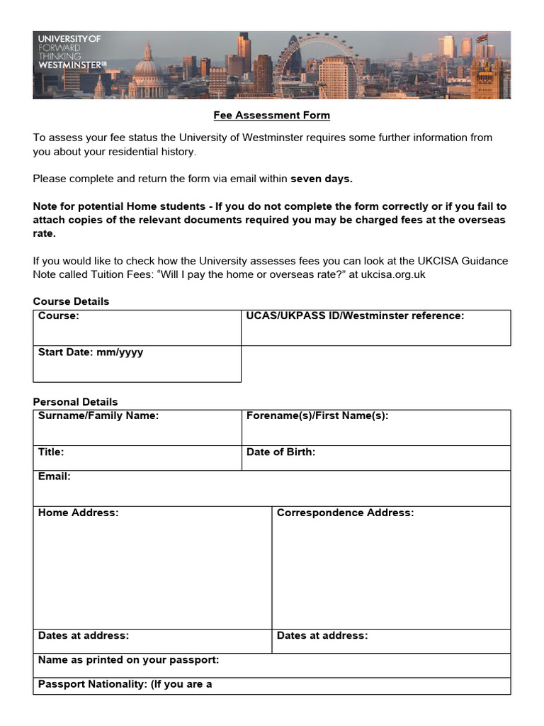 Fee Assessment Form 2021 | Download Free PDF | Passport | Nationality