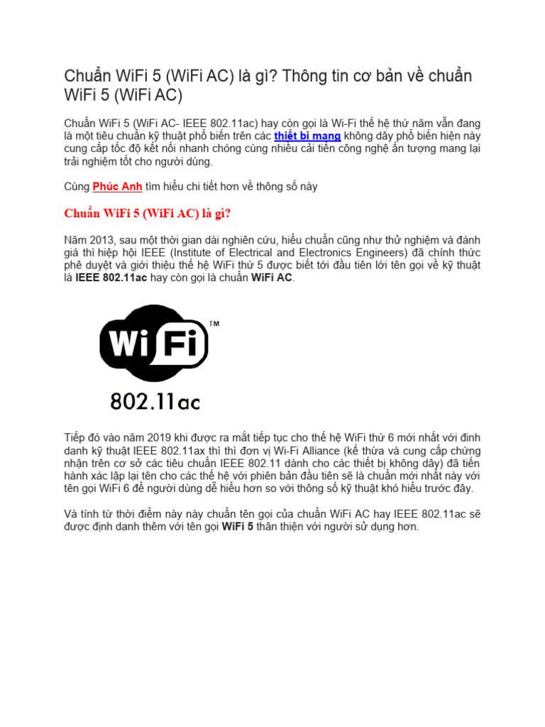 Tần số của chuẩn Wi-Fi 802.11ac là bao nhiêu? - Câu hỏi trắc nghiệm chuẩn Wi-Fi 802.11ac