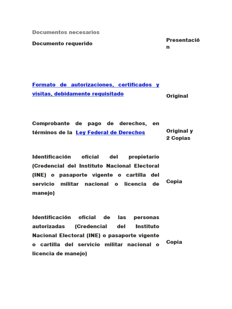 Documentos Necesarios | Descargar gratis PDF | Gobierno