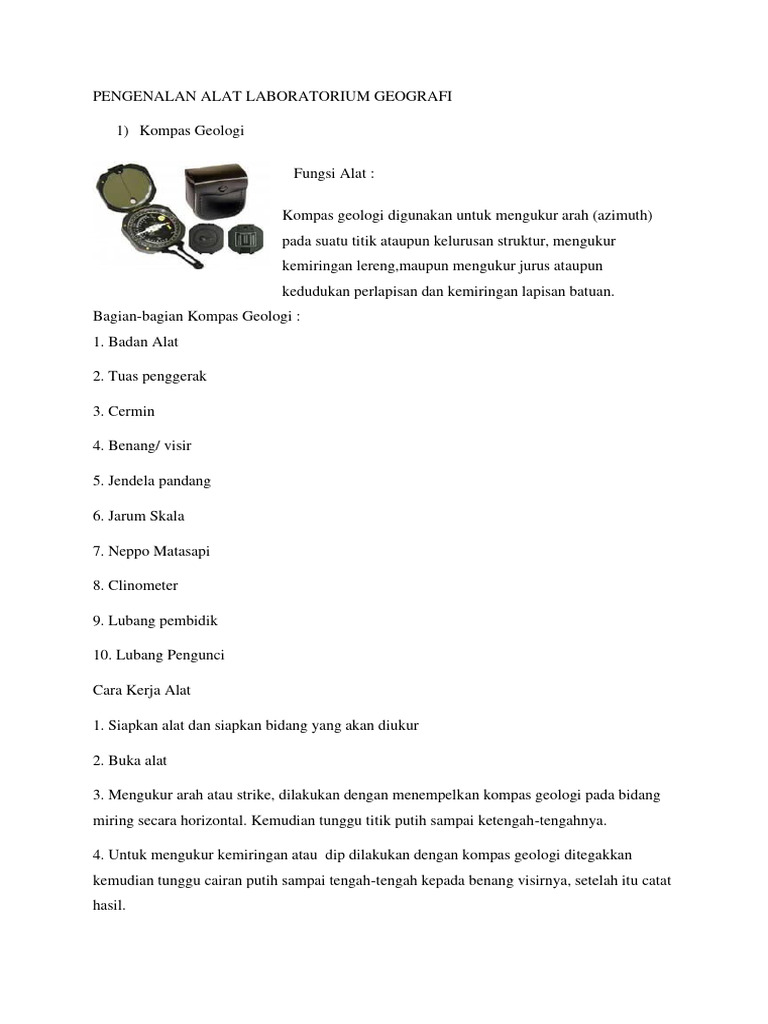 Pengenalan Alat Laboratorium Geografi | PDF
