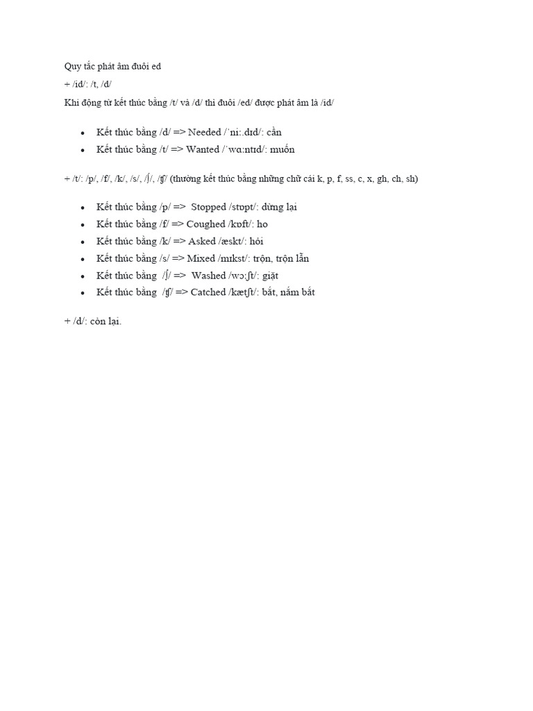 Quy Tắc Phát Âm Đuôi Ed | PDF