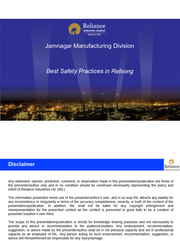 Reliance Jamnagar Manufacturing Division: Industries Limited | PDF ...