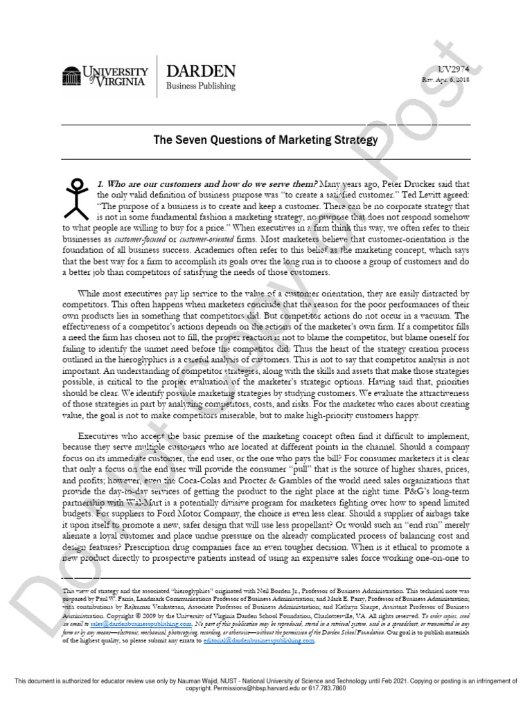 7 Questions of Marketing Strategy | PDF | Marketing | Marketing Strategy