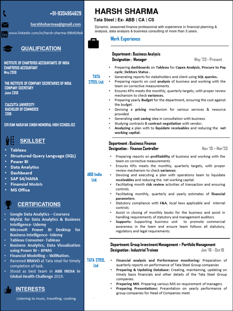 Harsh_Sharma_CV-1 | PDF | Analytics | Computing
