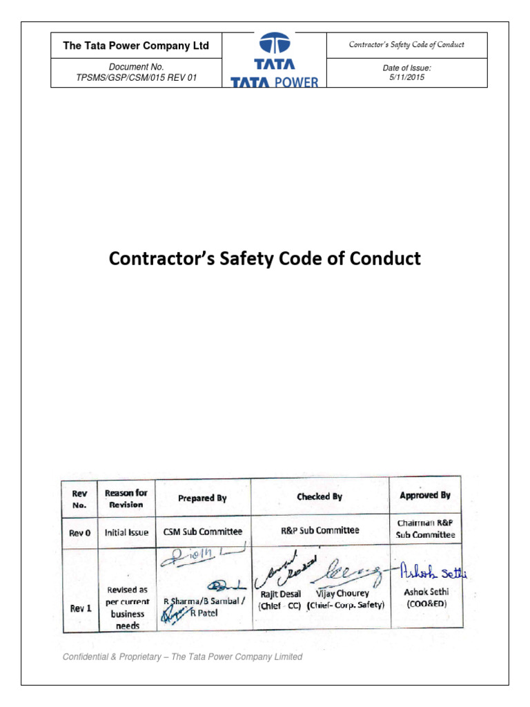 Contractors Safety Code of Conduct | PDF | Employment | Safety