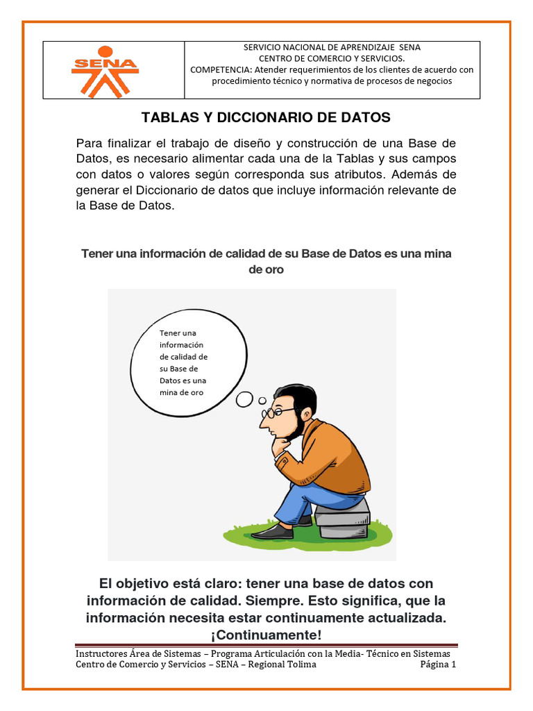 Material de Apoyo 4 - Tablas y Diccionario de Datos BD | PDF | Bases de datos | Diccionario
