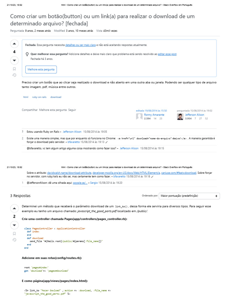 HTML - Como Criar Um Botão (Button) Ou Um Link (A) para Realizar o Download de Um Determinado ...