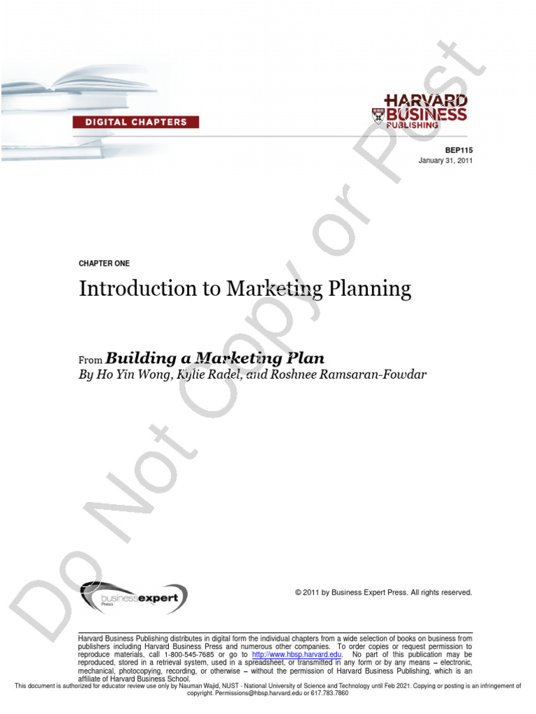 Marketing Plan Chap 1 | PDF | Marketing | Strategic Management