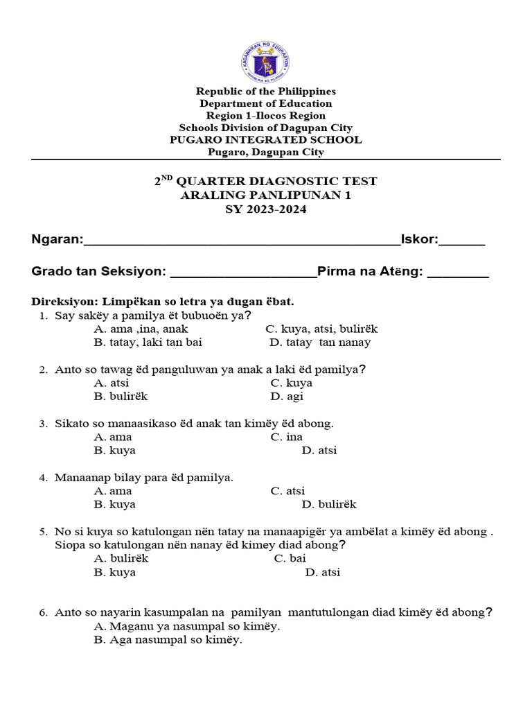 Matatag Grade 1 Makabansa Quarter 2 Dates 2024