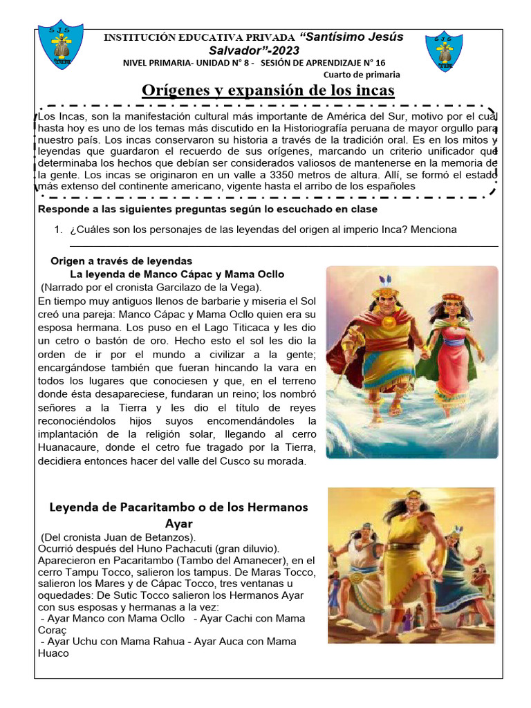Leyendas del origen inca para niños | PDF | Imperio Inca