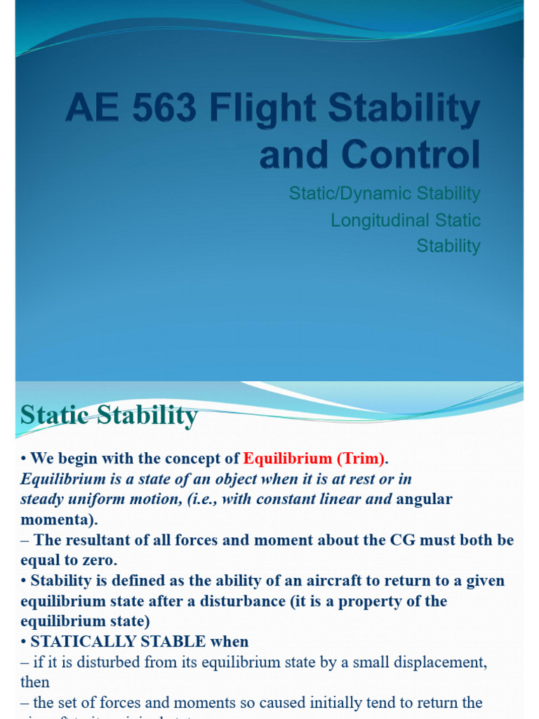 Longitudinal Stability in Aircraft | PDF | Lift (Force) | Classical ...