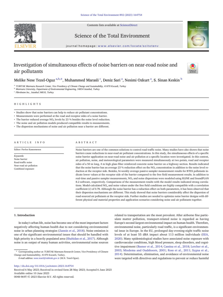 Investigation Of Simultaneous Effects Of Noise Pdf Noise Air
