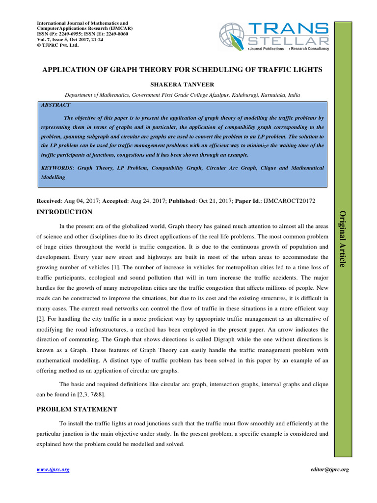 Graph Theory For Scheduling Traffic Lights | PDF | Traffic | Graph Theory