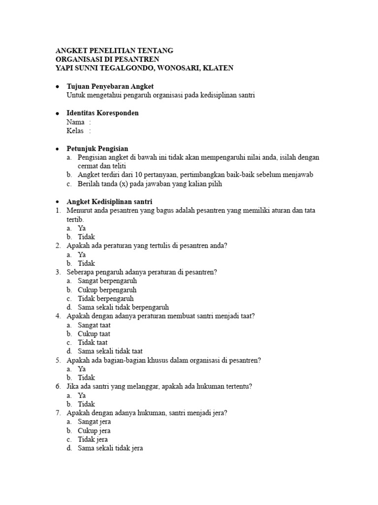 Angket | PDF | Karier & Perkembangan | Pengembangan Diri