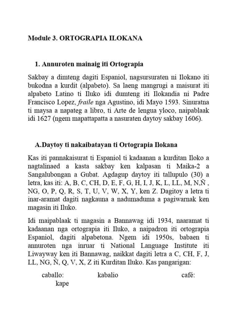 Mod3 - Ortograpiya Ilokana | PDF