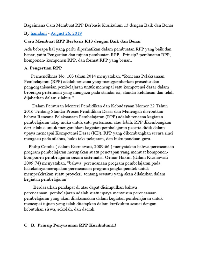 Cara Menyusun RPP Yang Baik Dan Benar | PDF