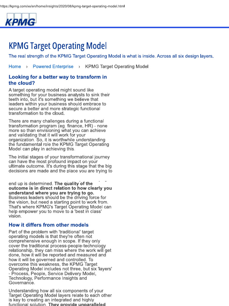 KPMG Target Operating Model | PDF
