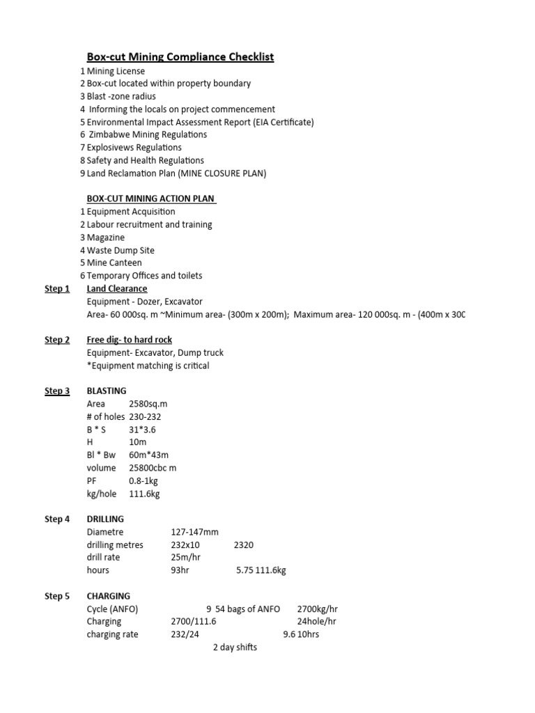 Mining Checklist | PDF