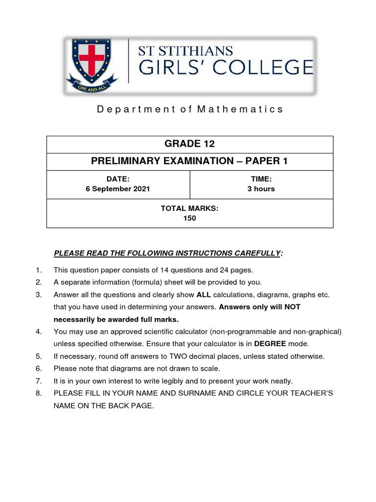 GR 12 P1 Prelim Sept 2021 FINAL | PDF | Interest | Mathematics