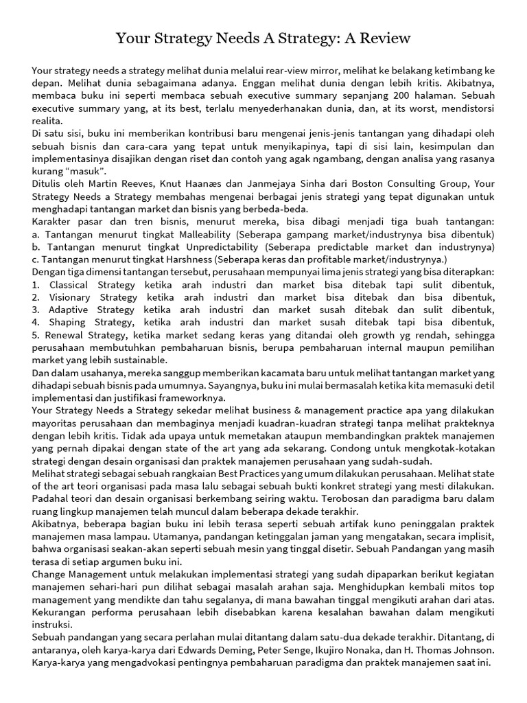 Your Strategy Needs A Strategy | PDF