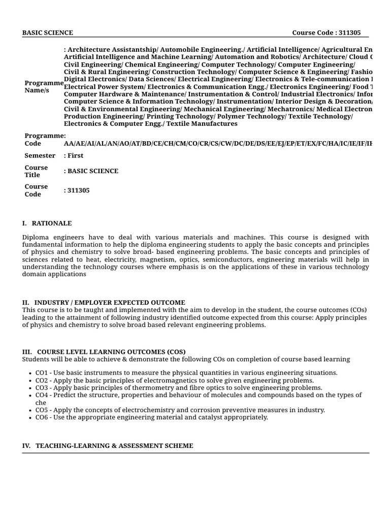 Basic Science K Scheme PDF | PDF | Electrochemistry | Chemical Bond