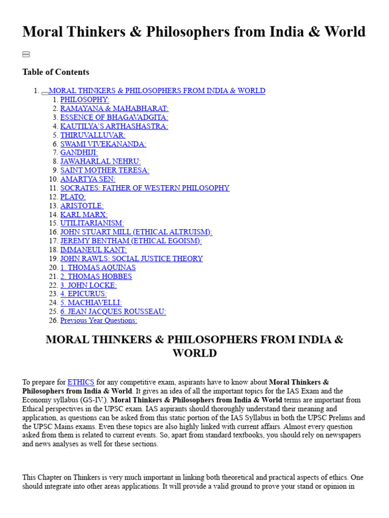 Key Moral Thinkers & Philosophers Overview | PDF | Vedanta | Ātman ...
