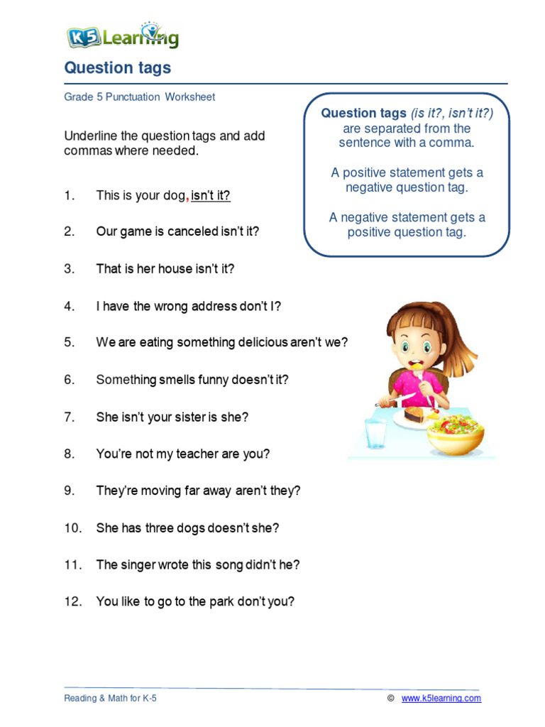 Question Tags Worksheet | PDF