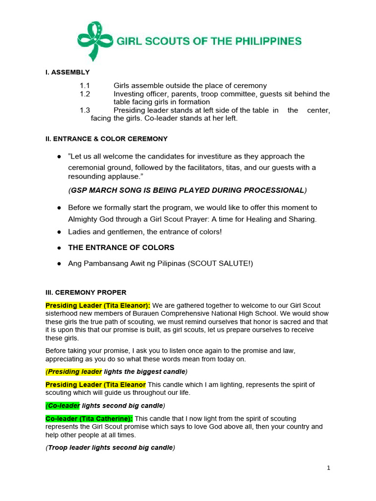 GS Investiture Ceremony | Download Free PDF | Scouting