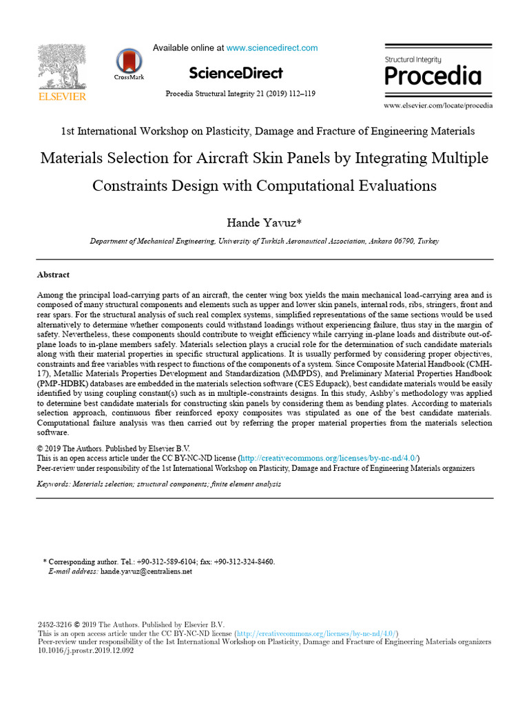 Skin Panels Material Selection | PDF | Composite Material | Stress (Mechanics)