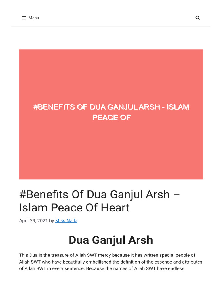 #Benefits of Dua Ganjul Arsh - Islam Peace of Heart - The Right | PDF ...