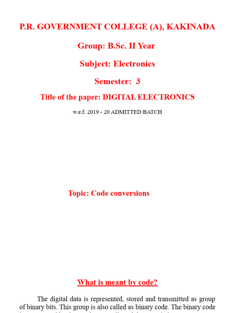 Code Conversions Pptx415 Pdf Binary Coded Decimal Computer