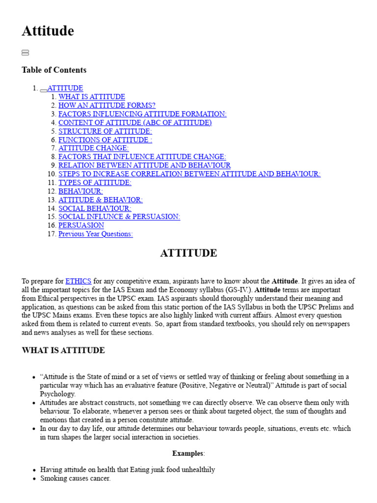 Attitude | PDF | Attitude (Psychology) | Social Equality