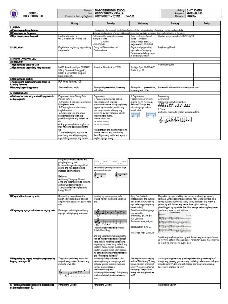 Q2 DLL Mapeh - 5 Week 2 | PDF