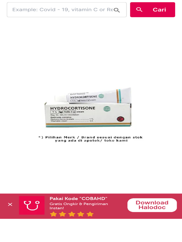 Hydrocortisone Cream 1 5 G - Kegunaan, Efek Samping, Dosis Dan Aturan Pakai - Halodoc | PDF