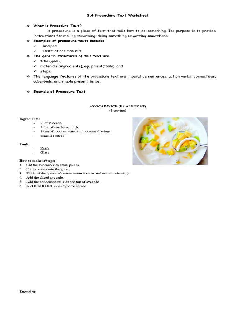 3.4 Procedure Text Worksheet-1 | Download Free PDF | Foods | Cuisine