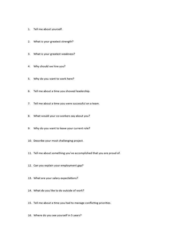 Common Interview Questions | PDF