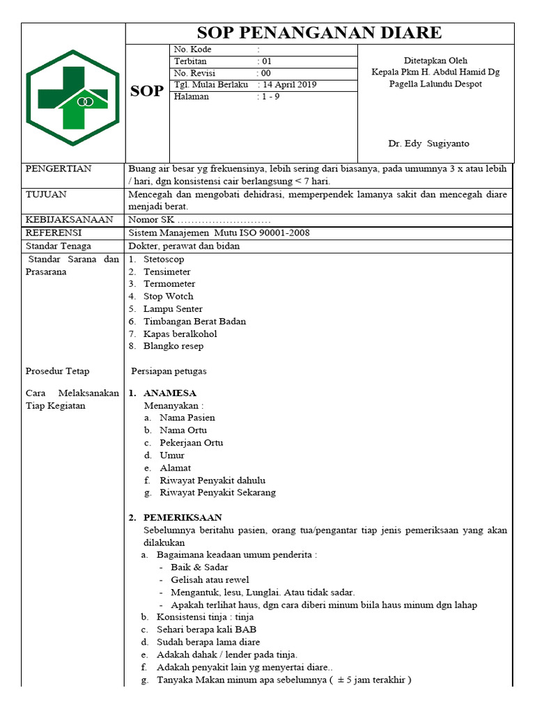 Sop Diare | PDF | Kesehatan Holistik | Gaya Hidup