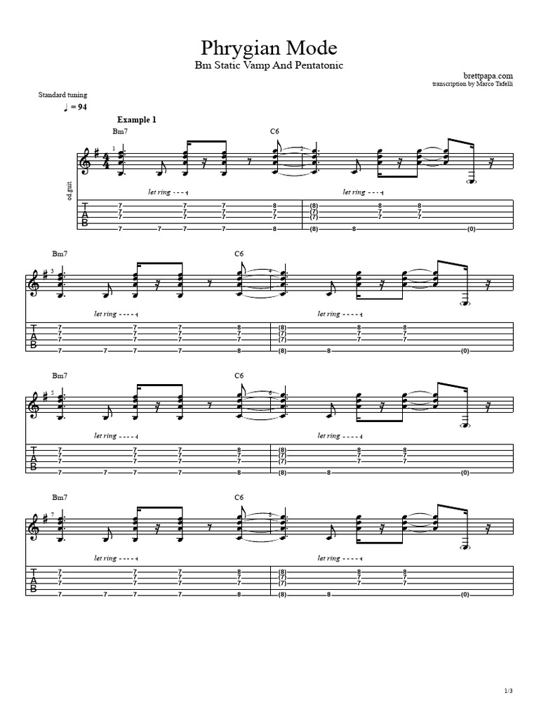 Robbie Calvo Clip 17 Phrygian Mode BM Static Vamp and Pentatonic | PDF | Music Theory | Elements ...