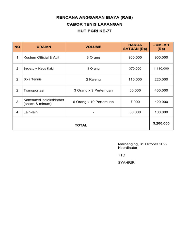 Rab Tenis Lapangan | PDF