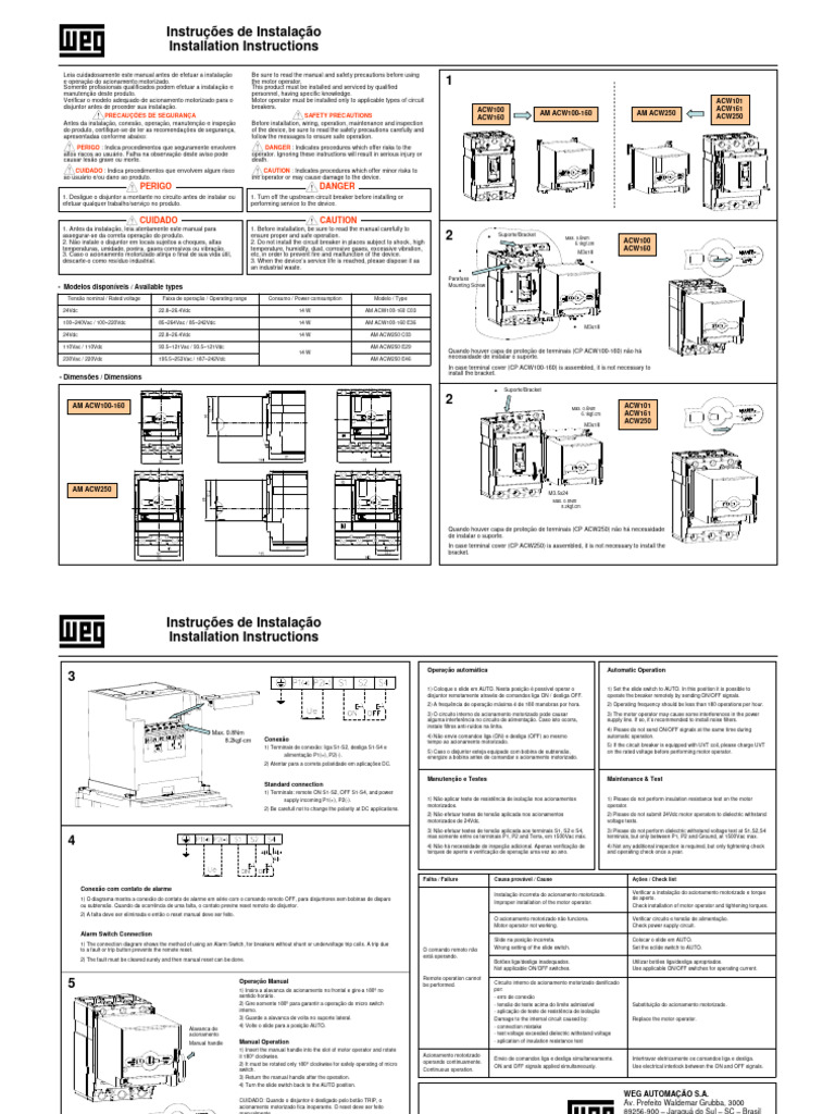 WEG Instrucoes de Instalacao Installation Instructions Instrucciones de ...