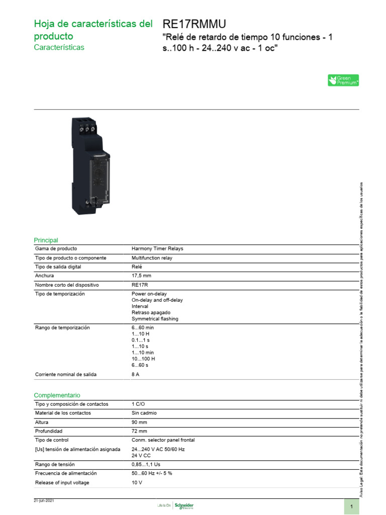 Relé Multifuncional RE17RMMU 10 Funciones | PDF | Relé | Cantidad