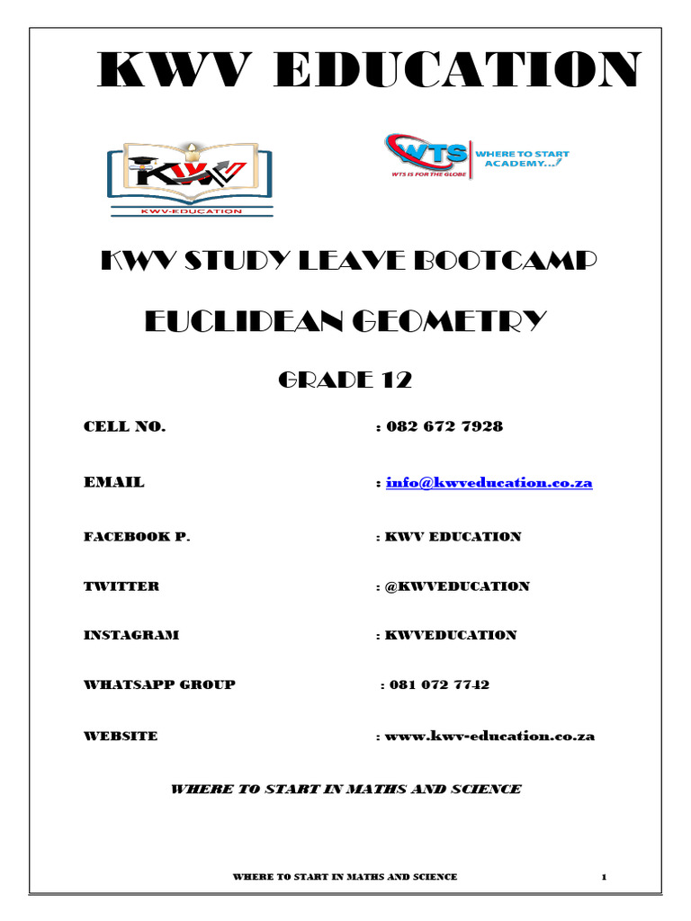 KWV Eucl Study Leave Camp | PDF | Mathematics | Science