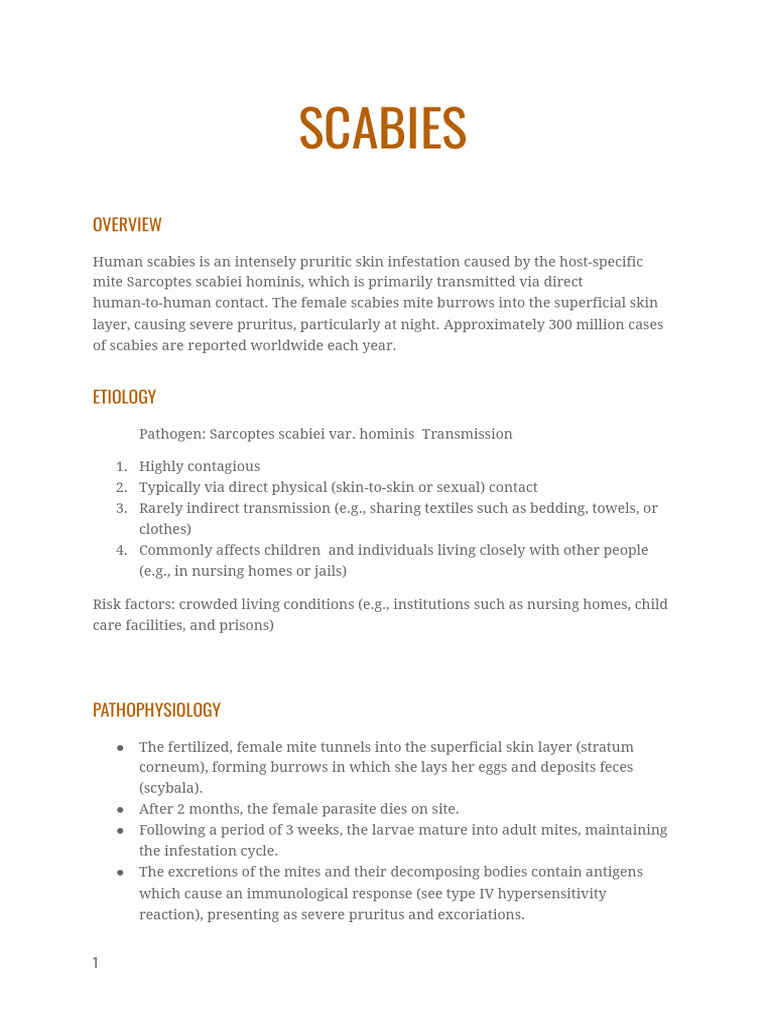 SCABIES by DR Pavan Patil | PDF | Immunology | Health Sciences SCABIES by DR Pavan Patil | PDF | Immunology | Health Sciences