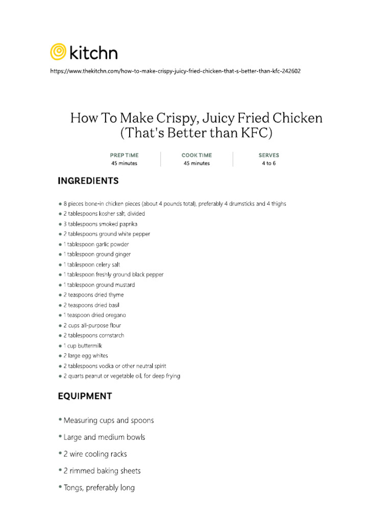 KFC Style Fried Chicken | PDF
