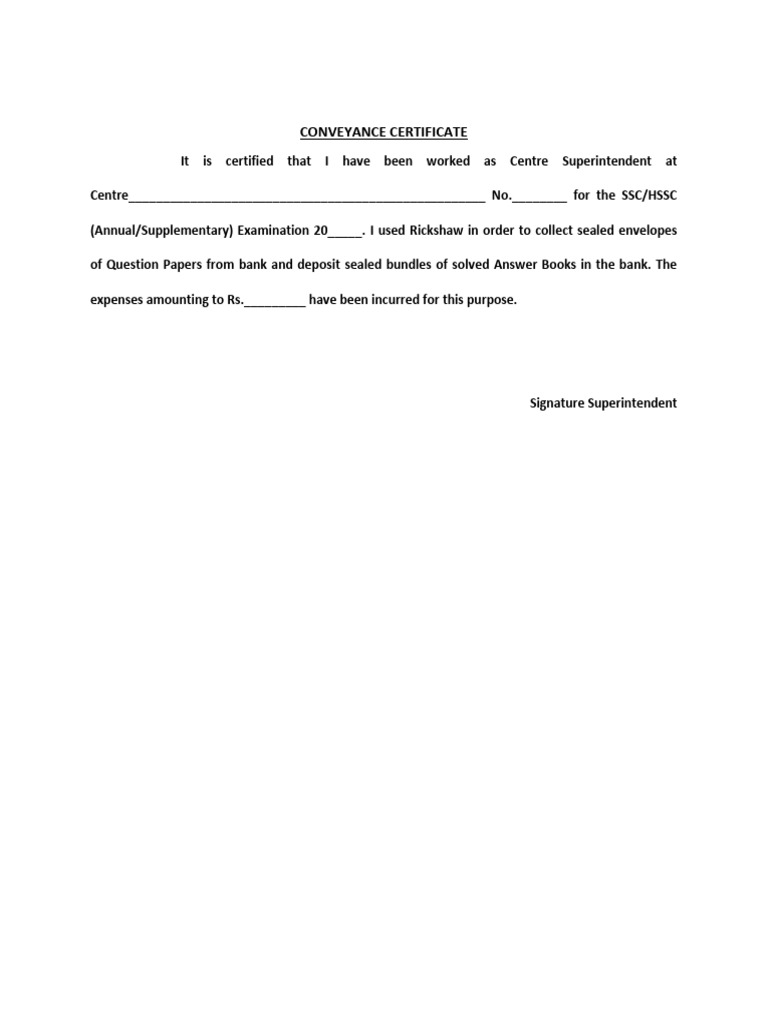 Conveyance Certificate 1 | PDF