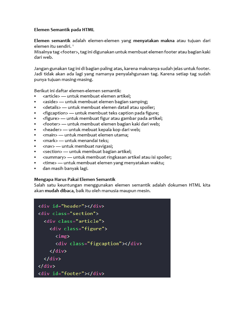 Elemen Semantik Pada HTML | PDF | Seni | Komputer