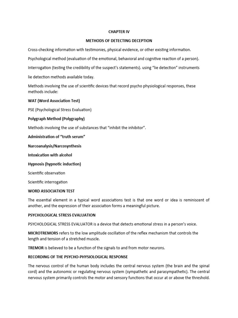 Deception Detection Methods Overview | PDF | Autonomic Nervous System ...