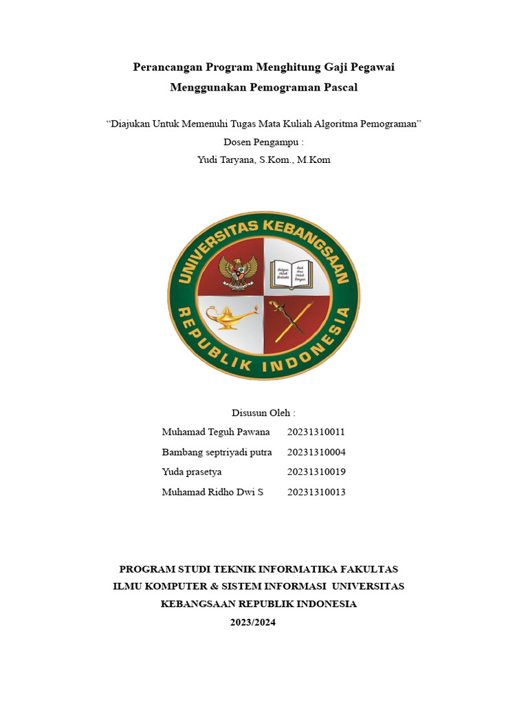 Makalah Perancangan Program Menghitung Gaji Pegawai Bahasa PASCAL | PDF