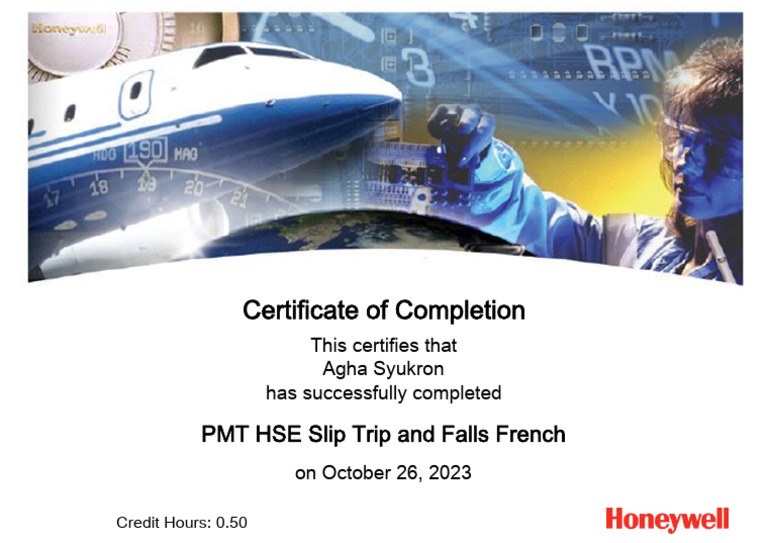 Certificate of Completion - PMT HSE Slip Trip and Falls French | PDF
