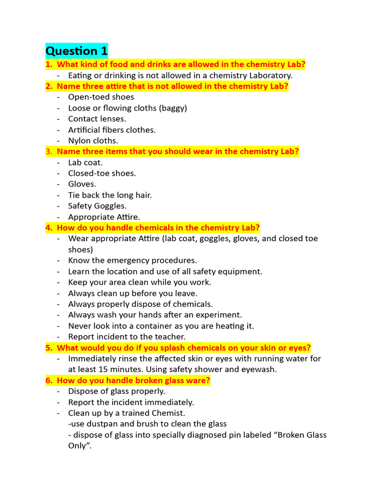 Chemistry Lab Safety Guidelines and Equipment | PDF